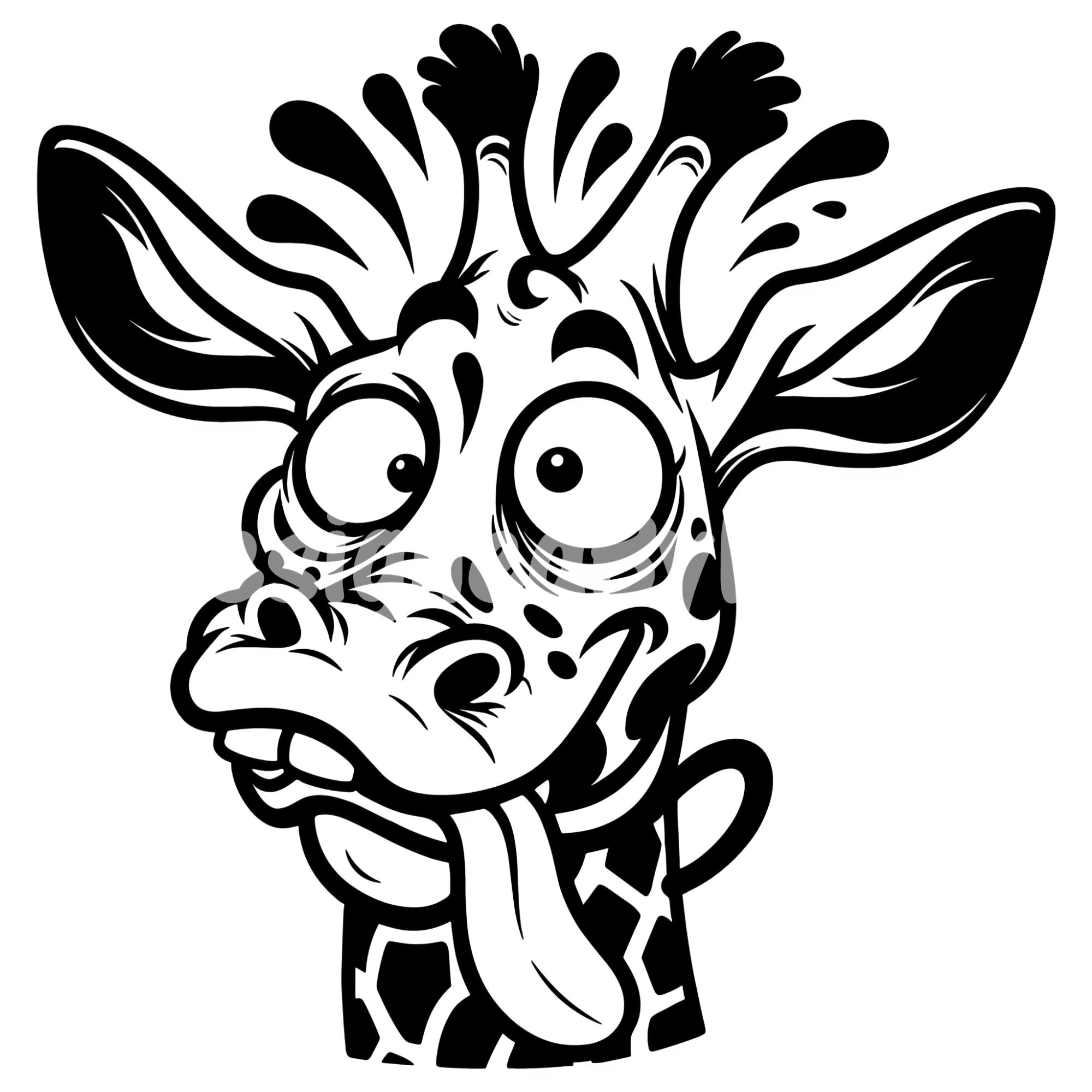 Funny Laughing Giraffe Face SVG PNG, Giraffe Clipart, Crazy Giraffe ...