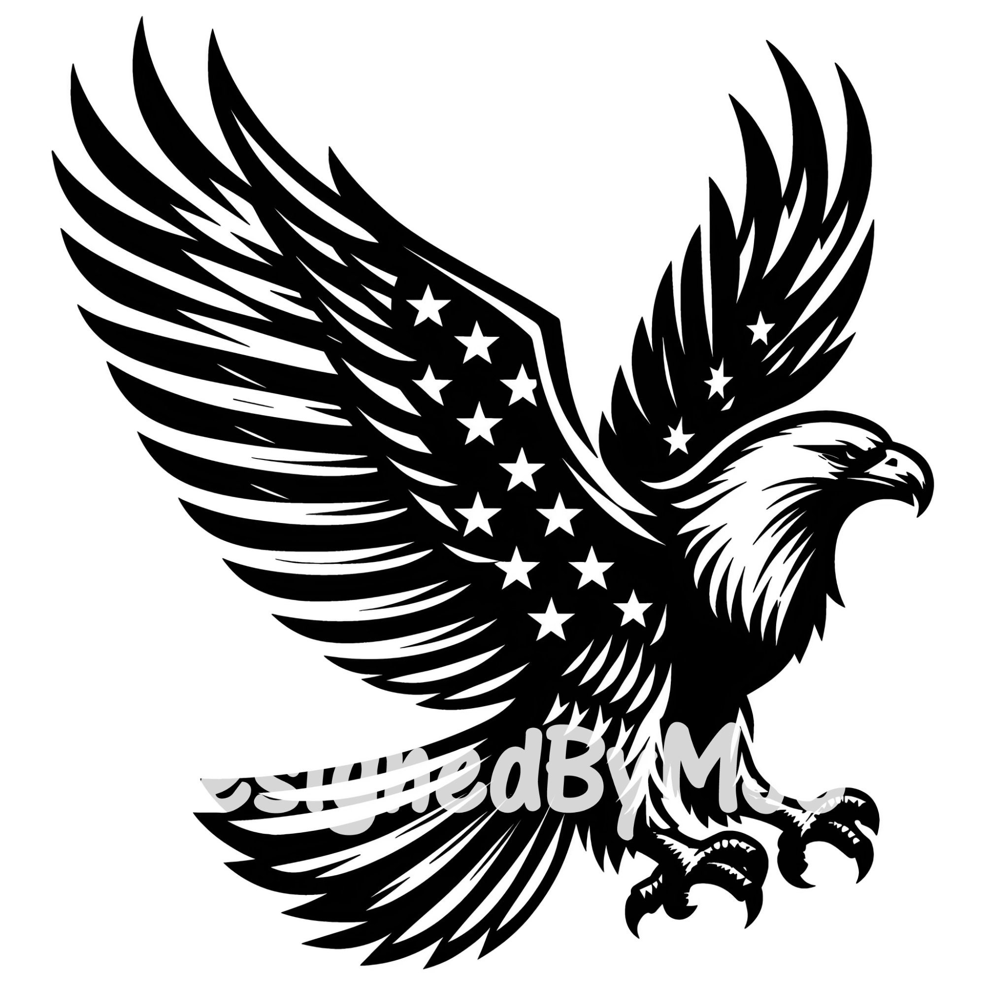 Eagle With Flag SVG Clipart & PNG Files, Bald Eagle Graphics, Digital ...