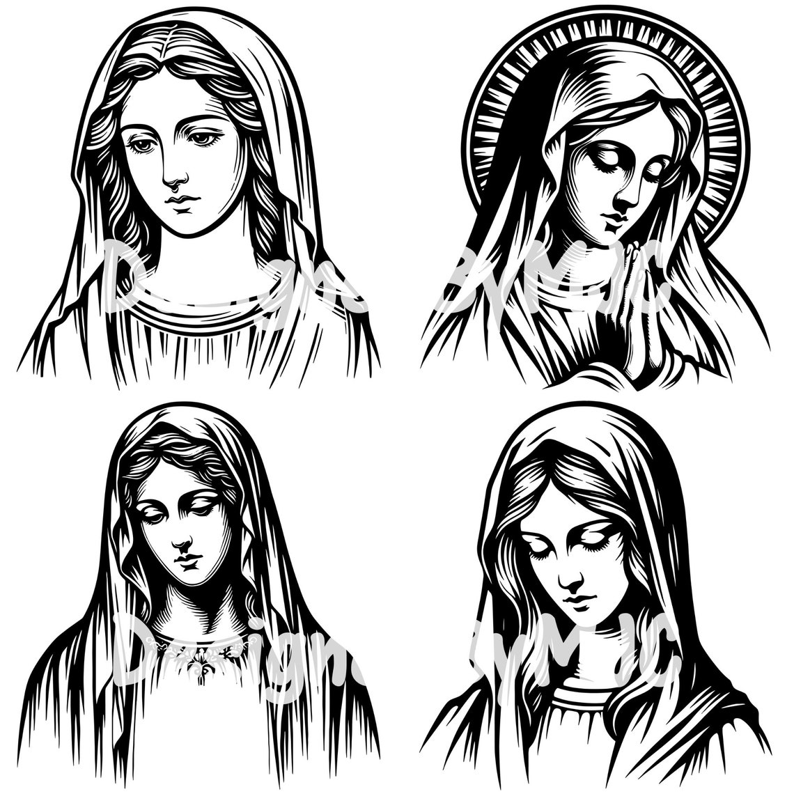 Virgin Mary SVG Bundle PNG File, Mother of Jesus Svg Files for ...