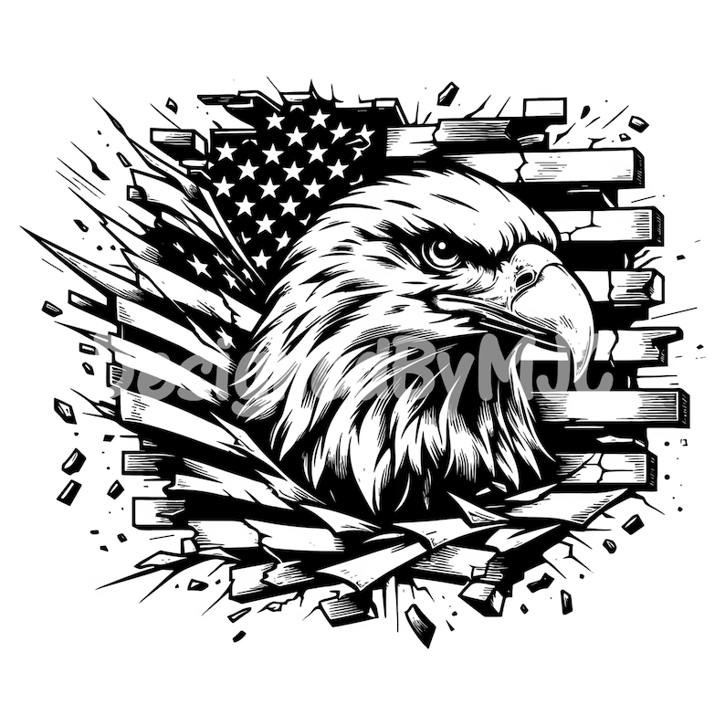 Eagle With Flag SVG Clipart & PNG Files, Screaming Eagle Graphics ...