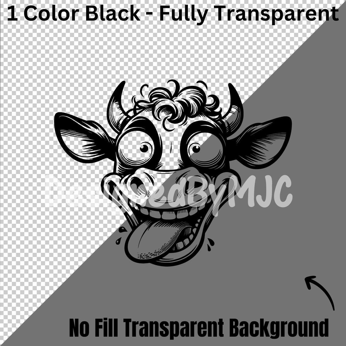Funny Laughing Cow Face SVG PNG, Cow Clipart, Crazy Cow Cartoon Animal ...