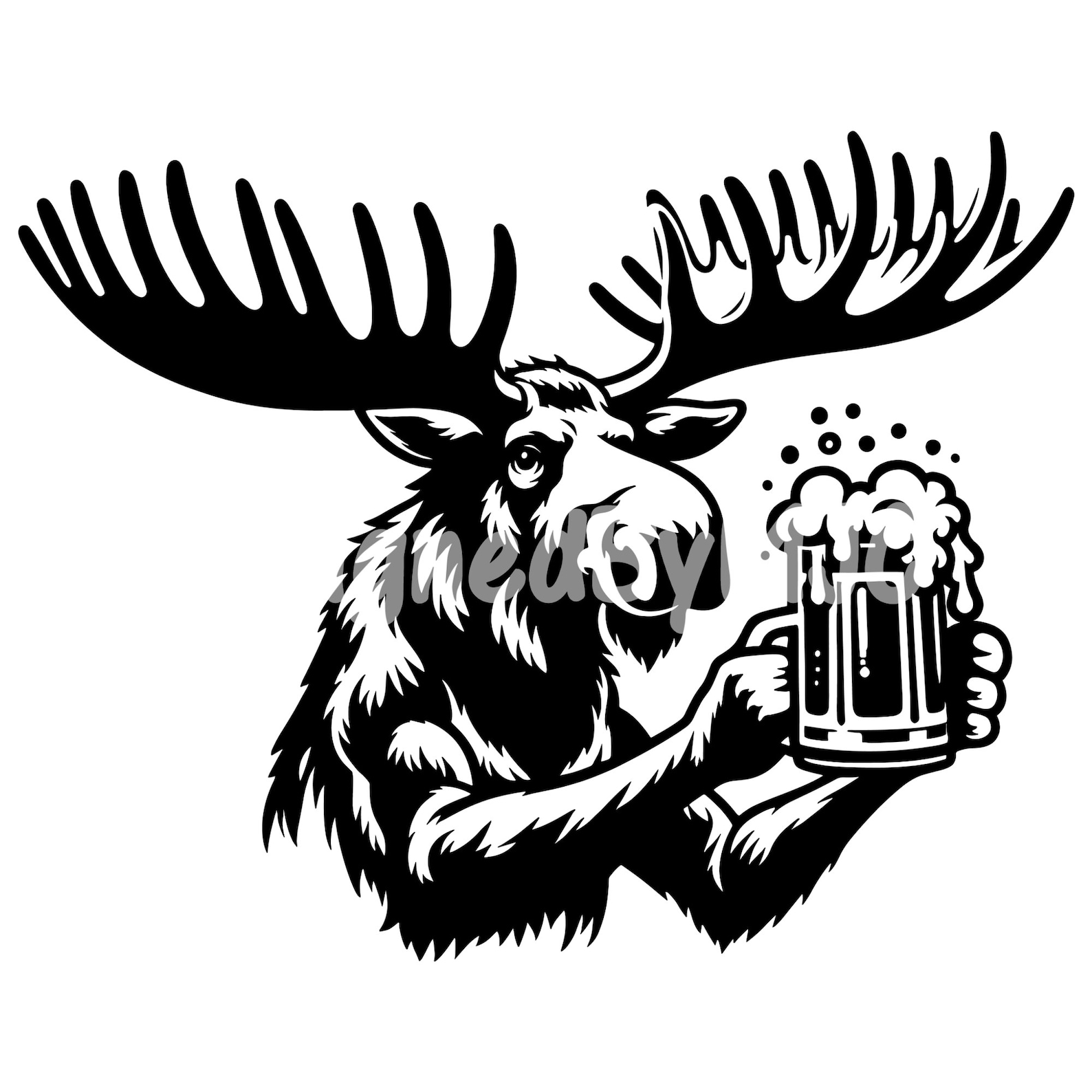 Moose Drinking Beer SVG Bundle Clipart PNG Files, Camping Scene Vector ...