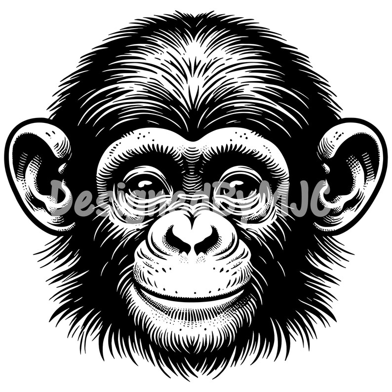 Baby Chimpanzee SVG PNG Bundle, Chimpanzee Face Svg, Chimp Png ...