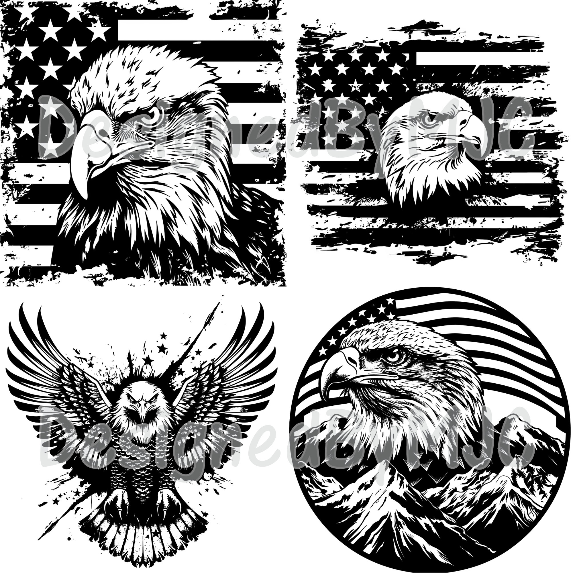 Eagle With Flag SVG Clipart, SVG & PNG Files, Bald Eagle Graphics ...