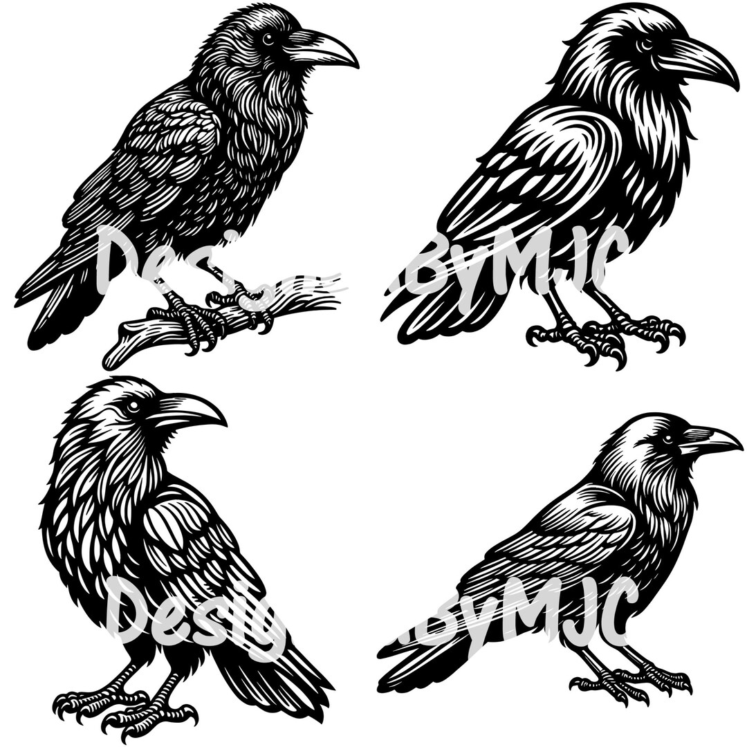 Raven SVG Bundle & PNG Files, Raven Bundle Svg Png, Halloween Raven Svg ...