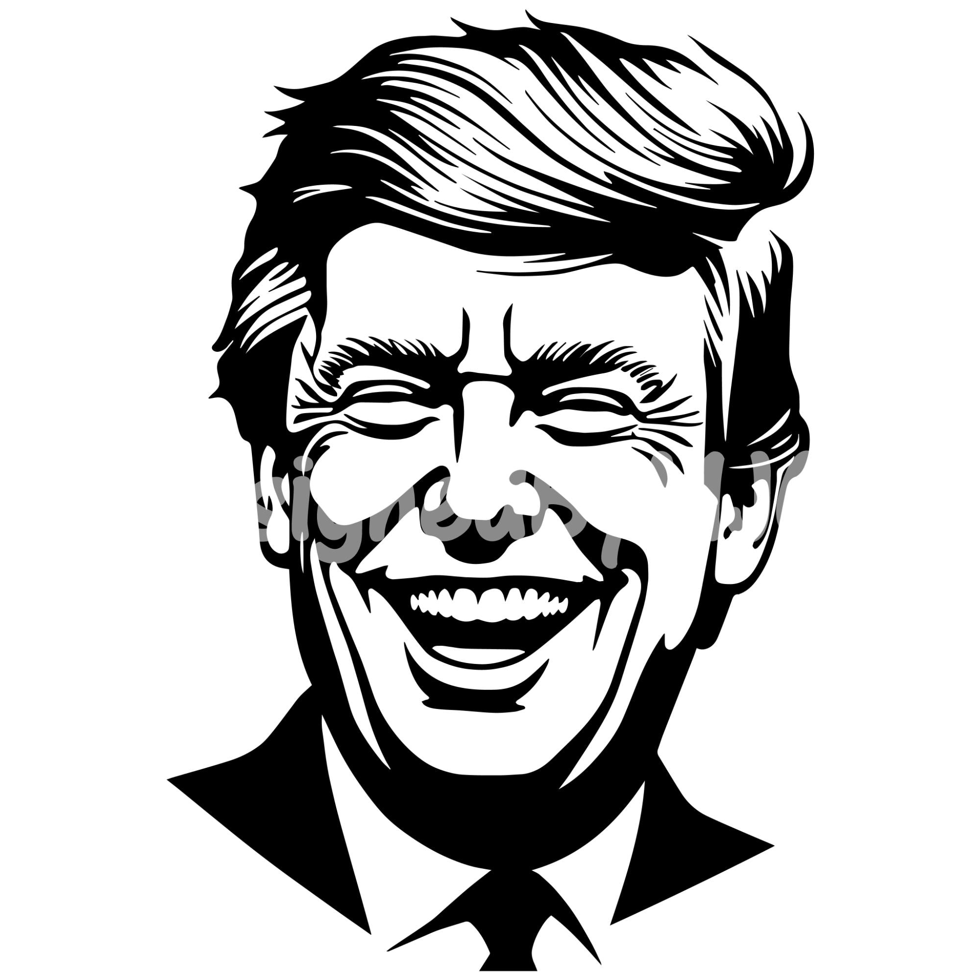 Donald Trump Head SVG Clipart & PNG Files, Trump Face Digital Clip Art ...
