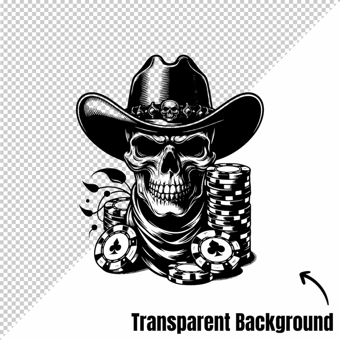 Skeleton Poker SVG Clipart & PNG Files, Dead Mans Hand Playing Cards ...