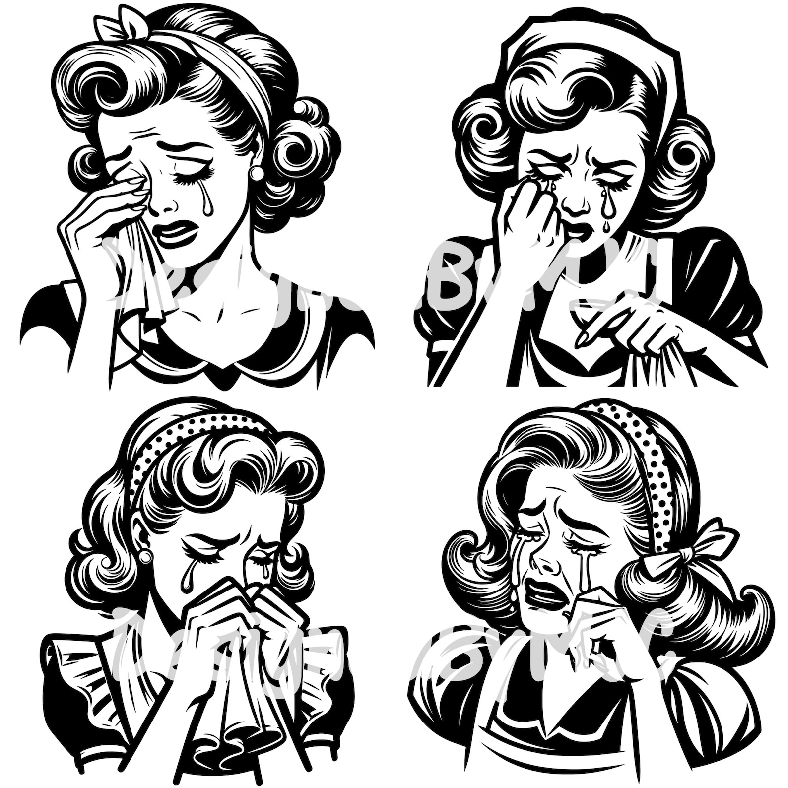 Retro Housewife Crying SVG PNG, Trendy Vintage Women, 1950s Atomic ...