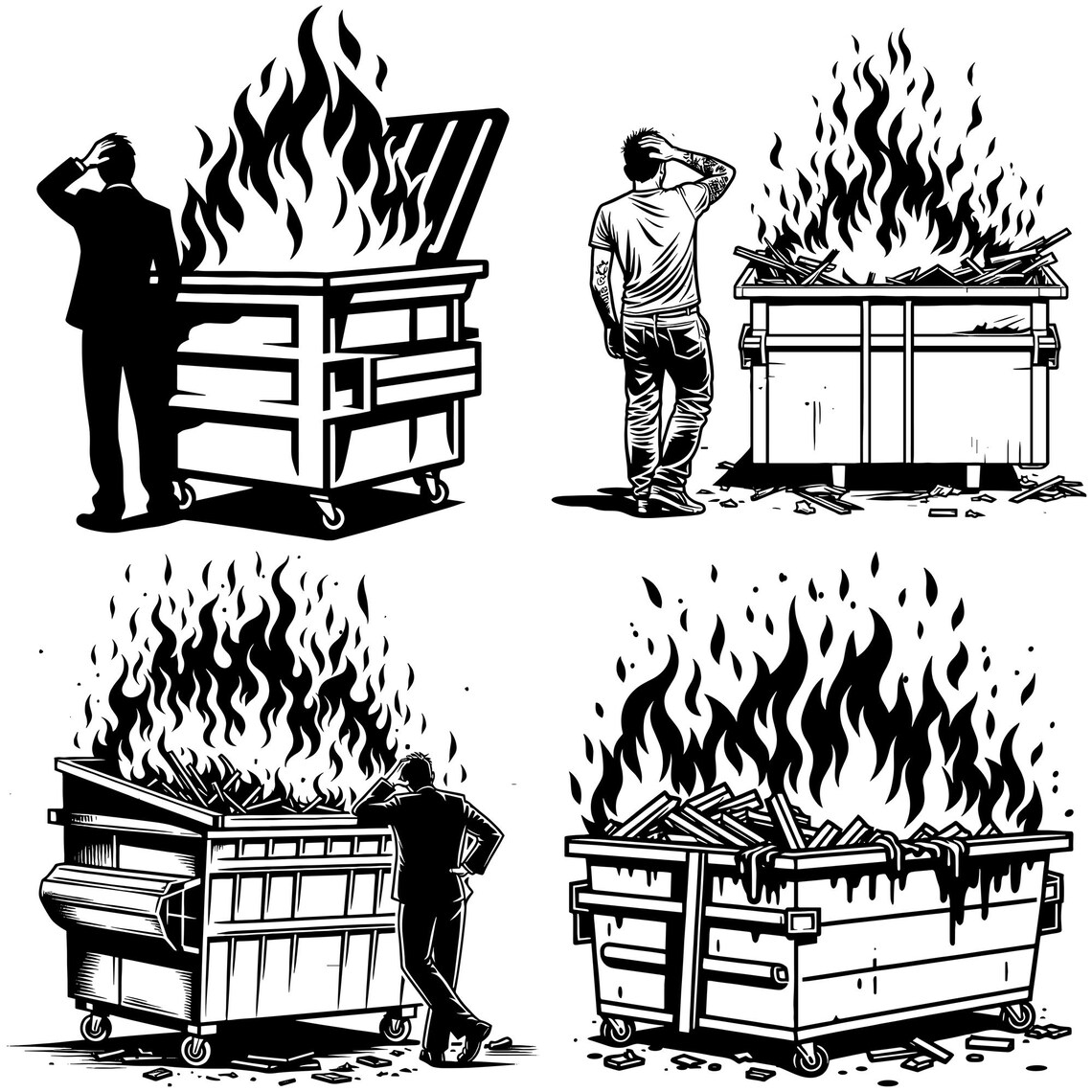 Dumpster Fire SVG Bundle, Garbage SVG, Trash Can Clipart, I'm Fine ...