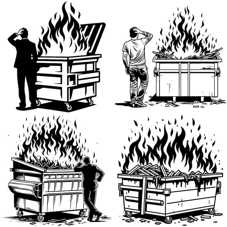 Dumpster Fire SVG Bundle, Garbage SVG, Trash Can Clipart, I'm Fine ...
