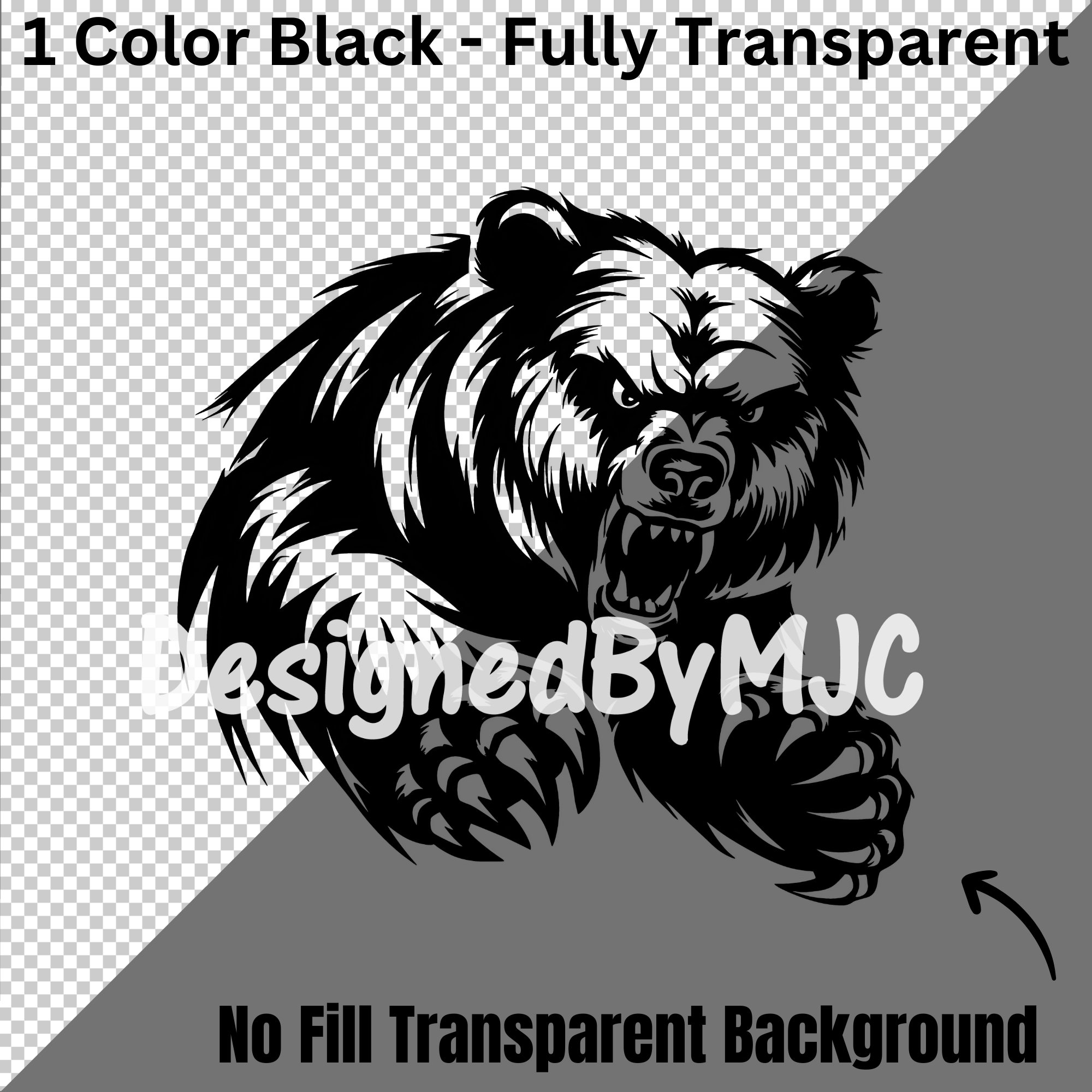 Bear SVG Clipart & PNG Files, Angry Bear Graphics, Digital Clip Art ...