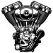 Motorcycle Engine SVG Clipart & PNG Files, Chopper Biker Digital Clip ...