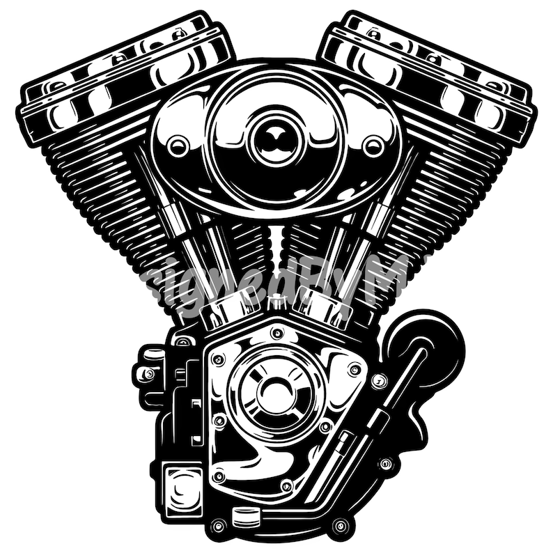 Motorcycle Engine SVG Clipart & PNG Files, Chopper Biker Digital Clip ...