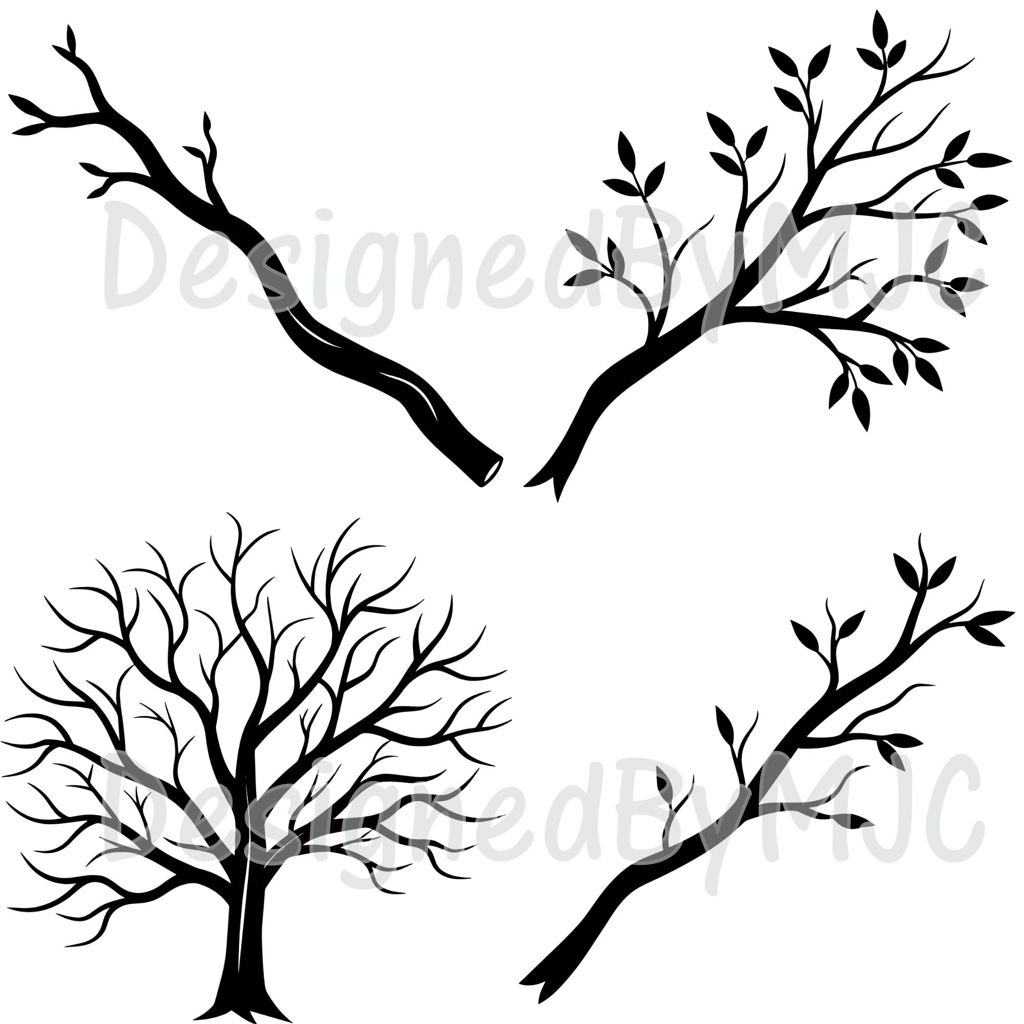 Tree Branch SVG Clipart & PNG Files, Branch PNG Graphics, Digital Clip ...