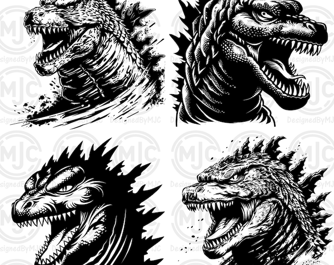 Godzilla Svg Eps Dxf Cnc Plasmas Laser Cricut Silhouette Cuttable ...