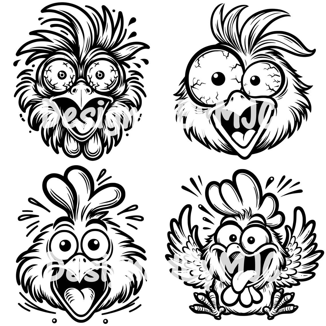 Funny Laughing Chicken Face SVG PNG, Chicken Clipart, Crazy Chicken ...