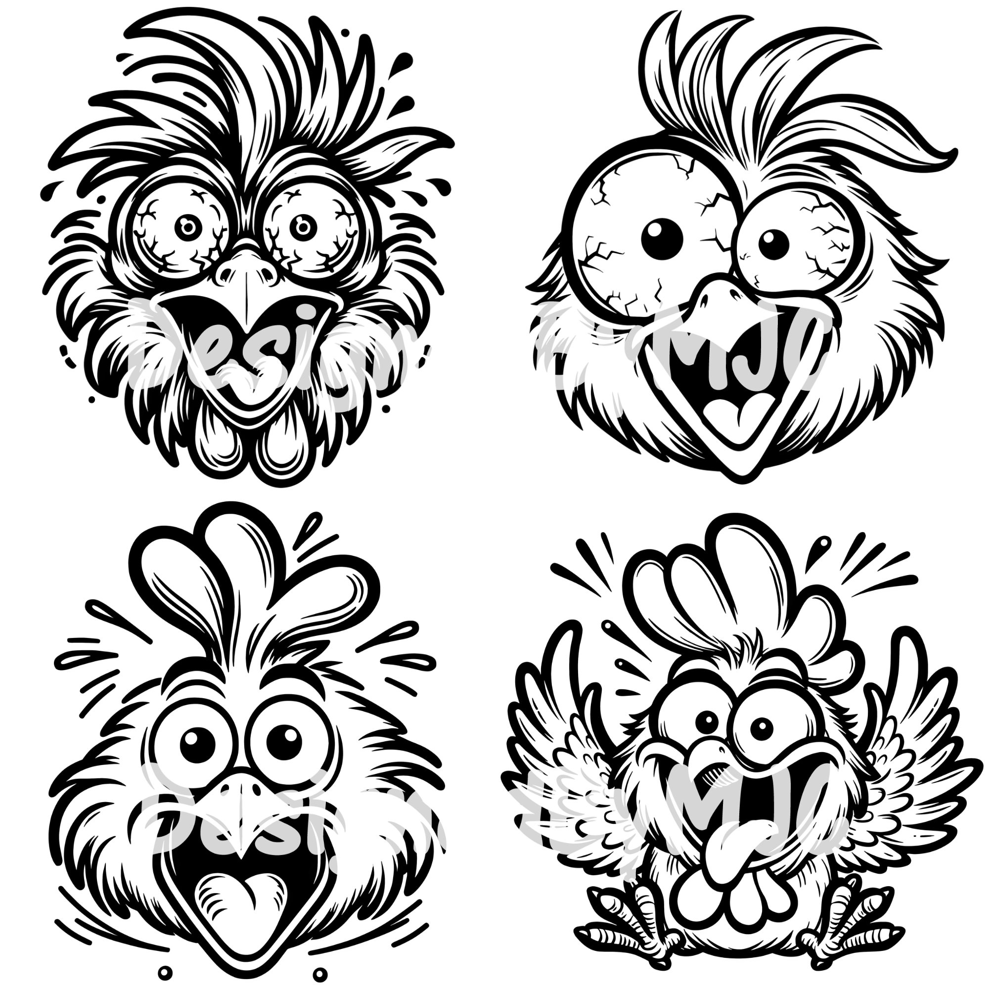Funny Laughing Chicken Face SVG PNG, Chicken Clipart, Crazy Chicken ...