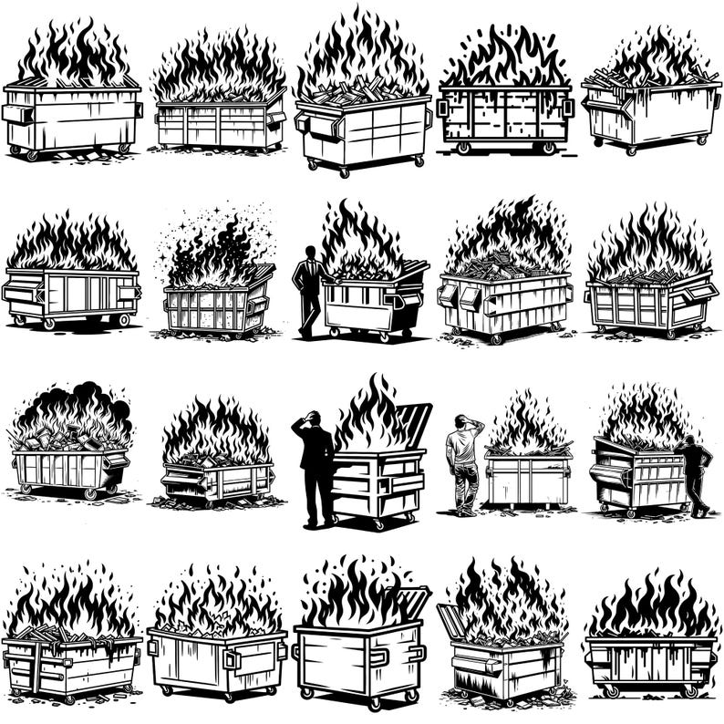 Dumpster Fire SVG Bundle, Garbage SVG, Trash Can Clipart, I'm Fine ...