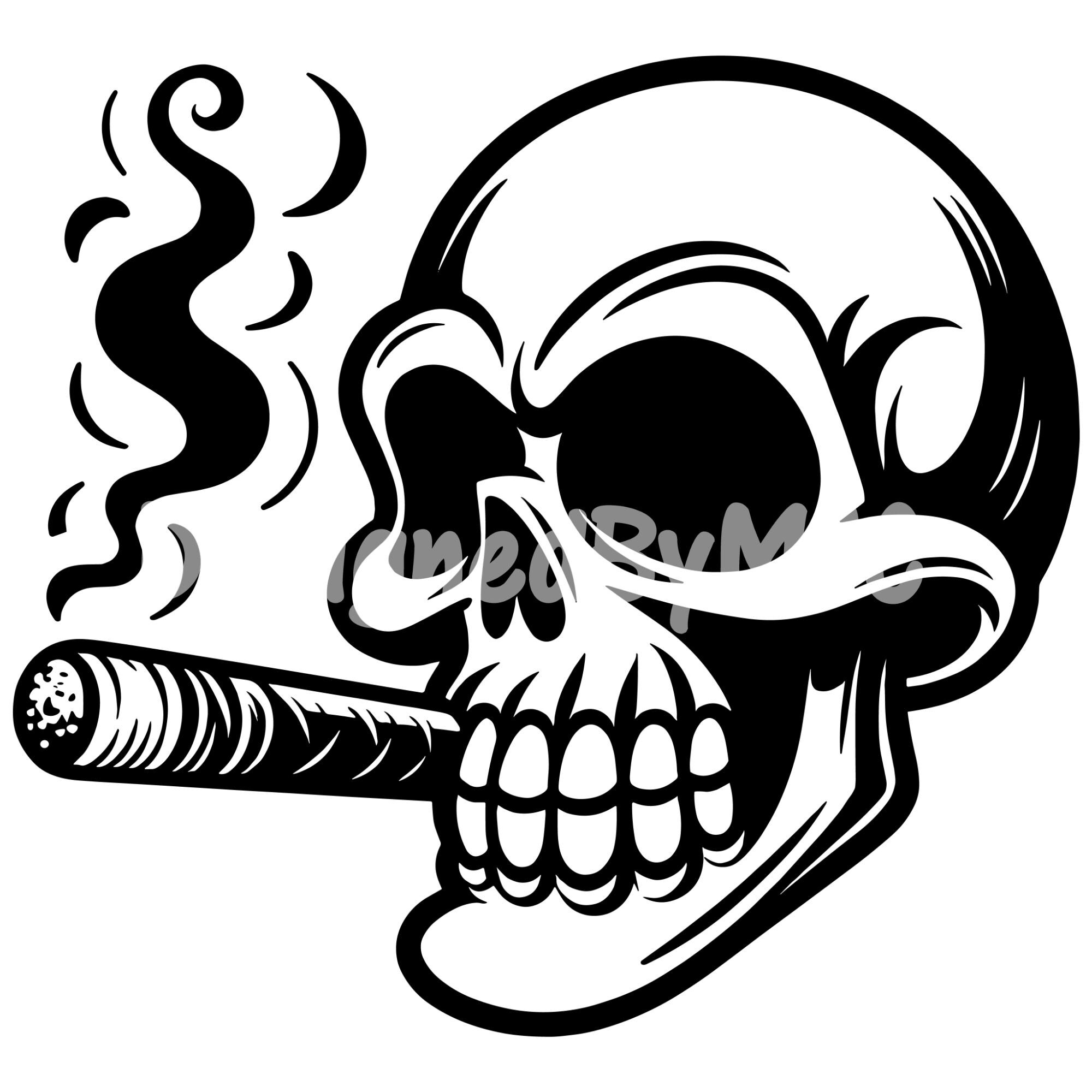 Skull Smoking SVG, Skull SVG, Skeleton Smoking Cigar Svg, Gangster ...
