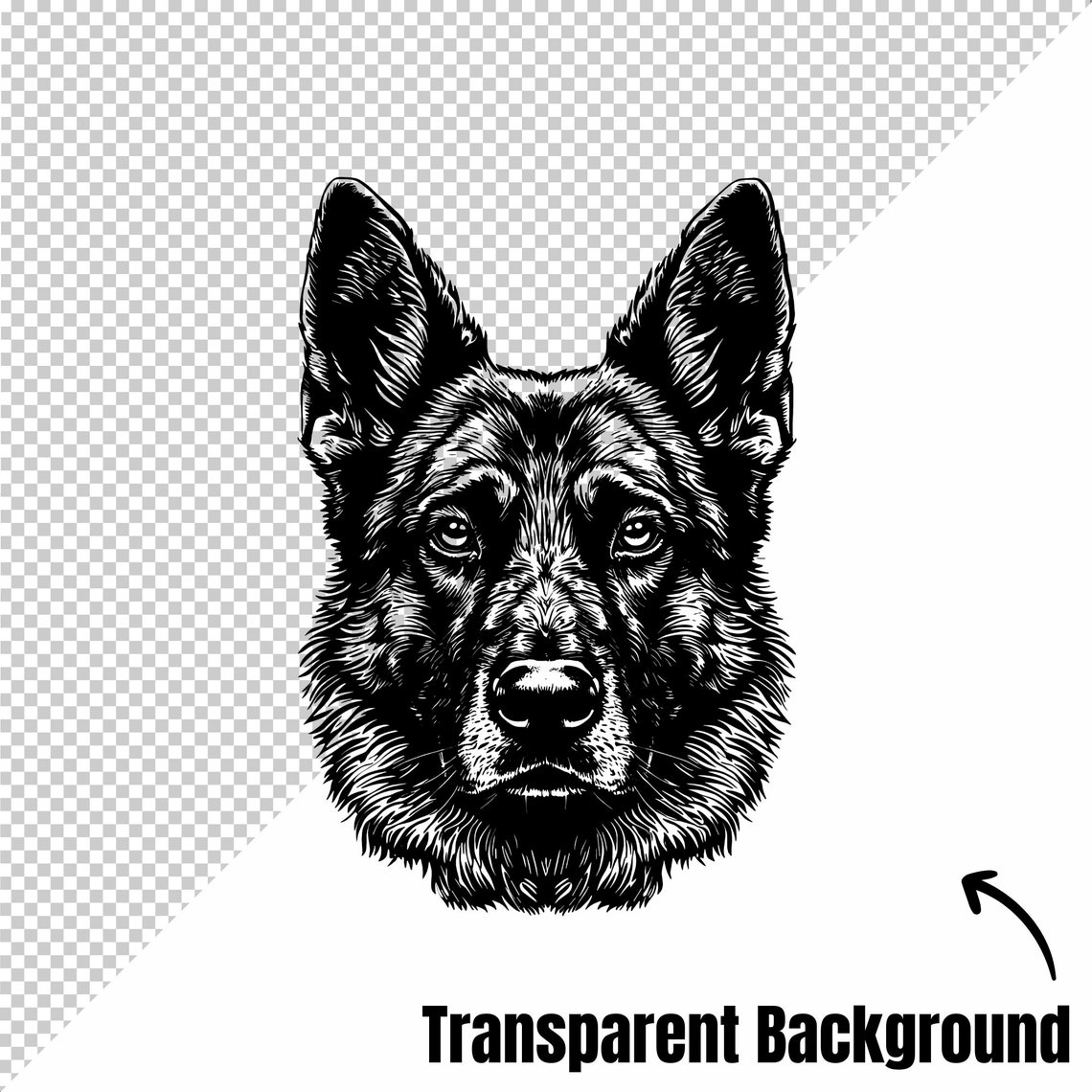 German Shepherd Head SVG Clipart & PNG Files, Police Dog K-9 SVG, Cut ...