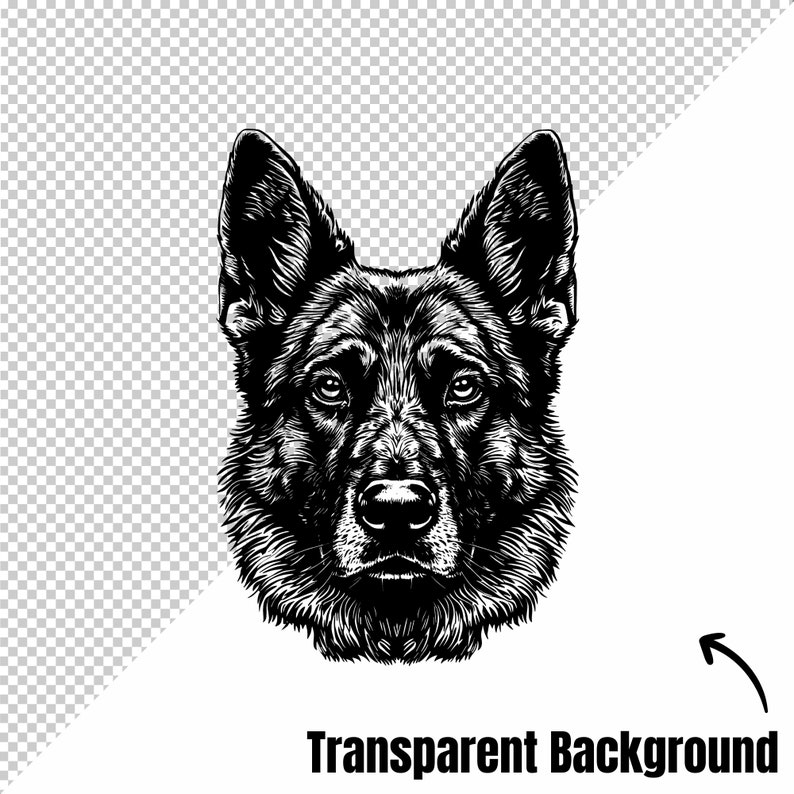 German Shepherd Head SVG Clipart & PNG Files, Police Dog K-9 SVG, Cut ...