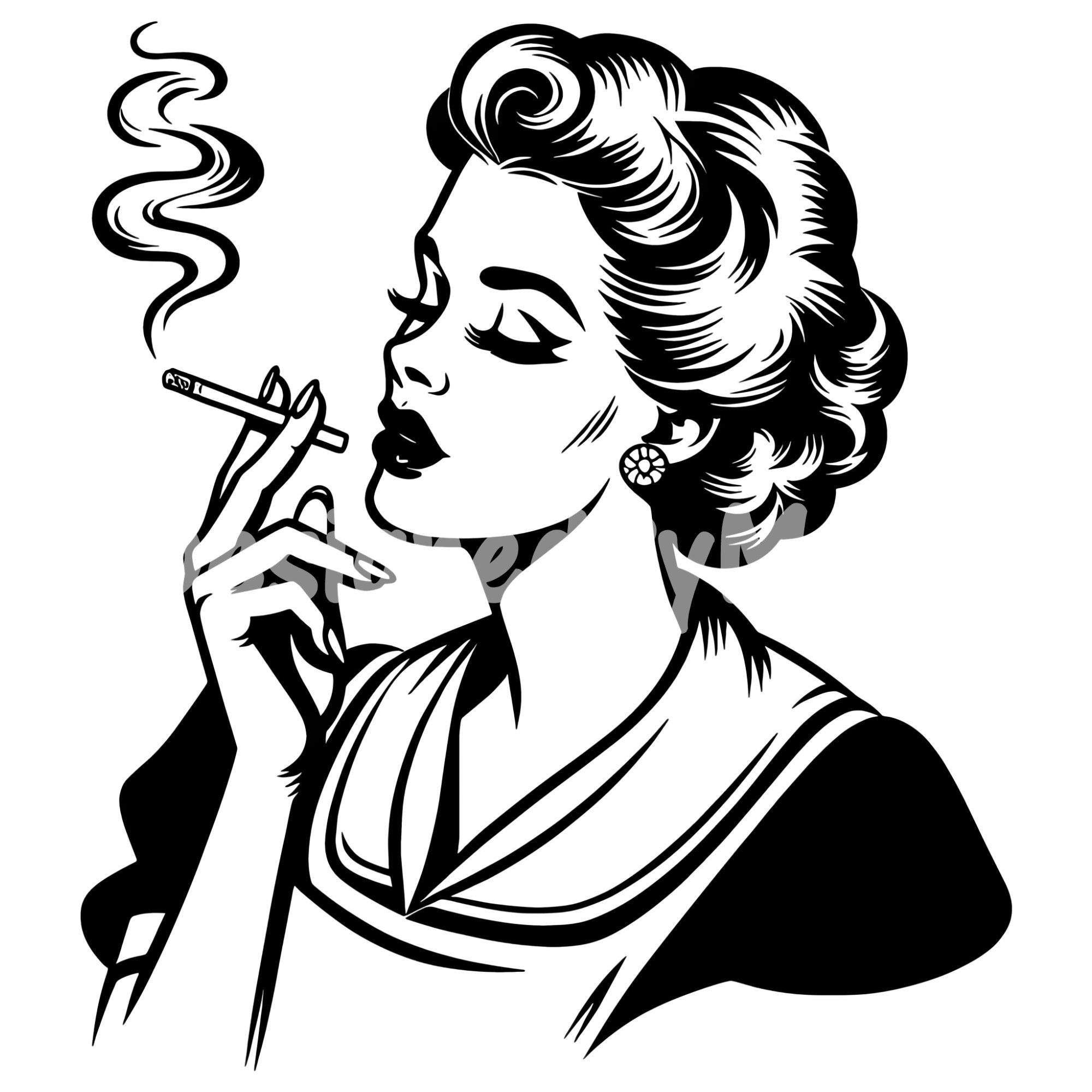 Retro Housewife Smoking SVG PNG, Trendy Vintage Women, 1950s Atomic ...