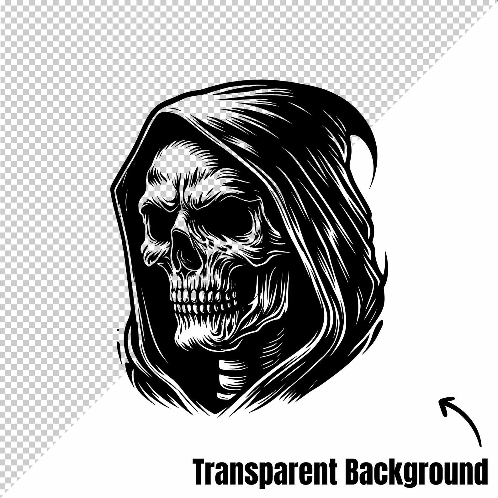 Grim Reaper Head SVG Clipart & PNG Files, Fantasy Logo, Digital Clip ...