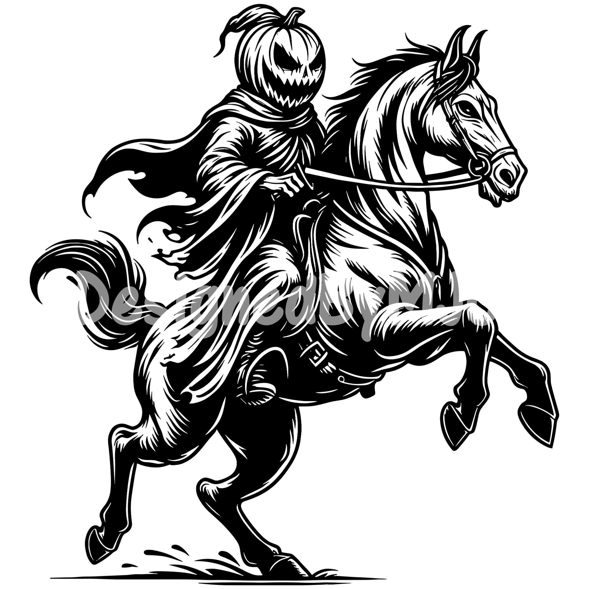 Headless Horseman SVG PNG, Halloween Svg, Pumpkin Head Svg, Sleepy ...