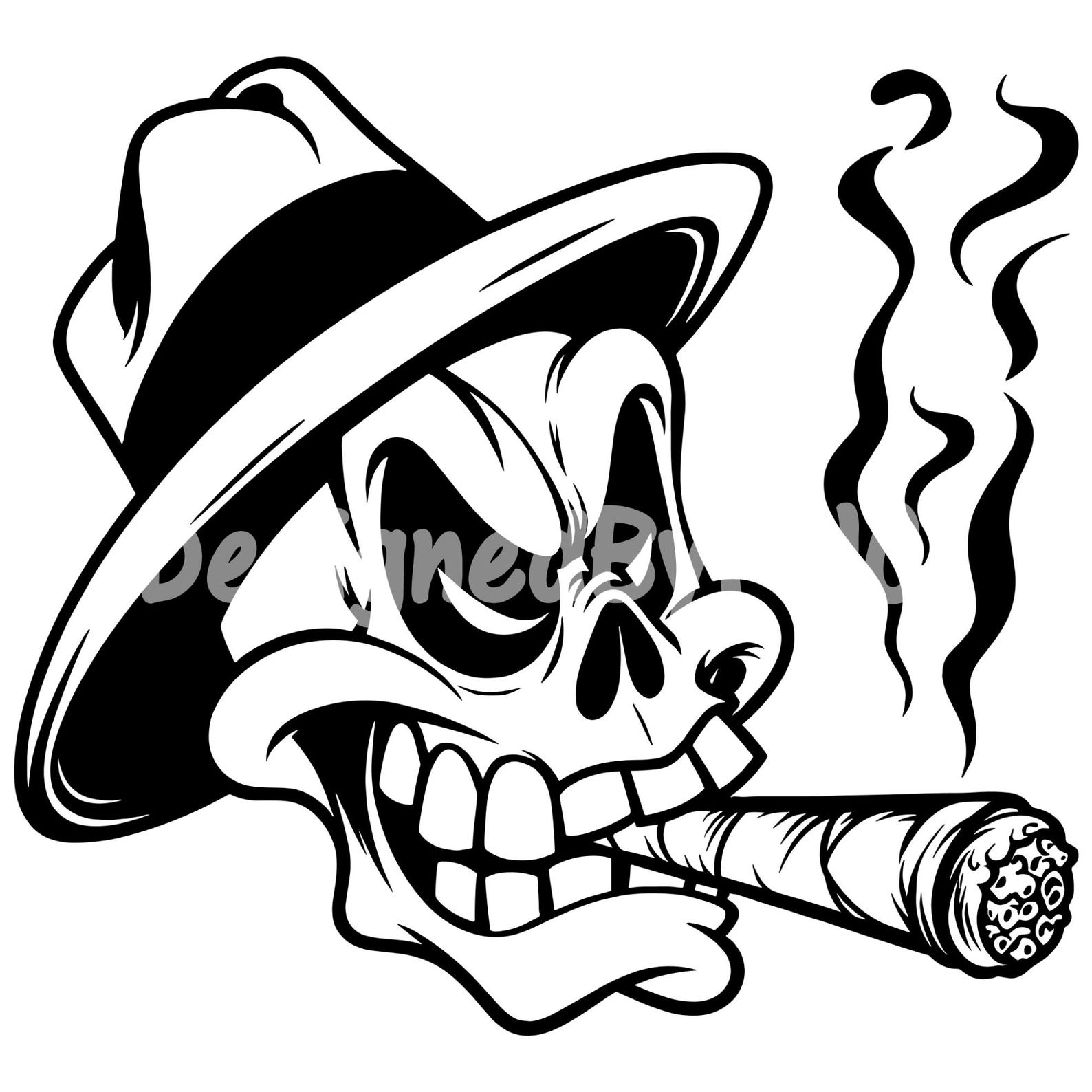 Skull Smoking SVG, Skull SVG, Skeleton Smoking Cigar Svg, Gangster ...