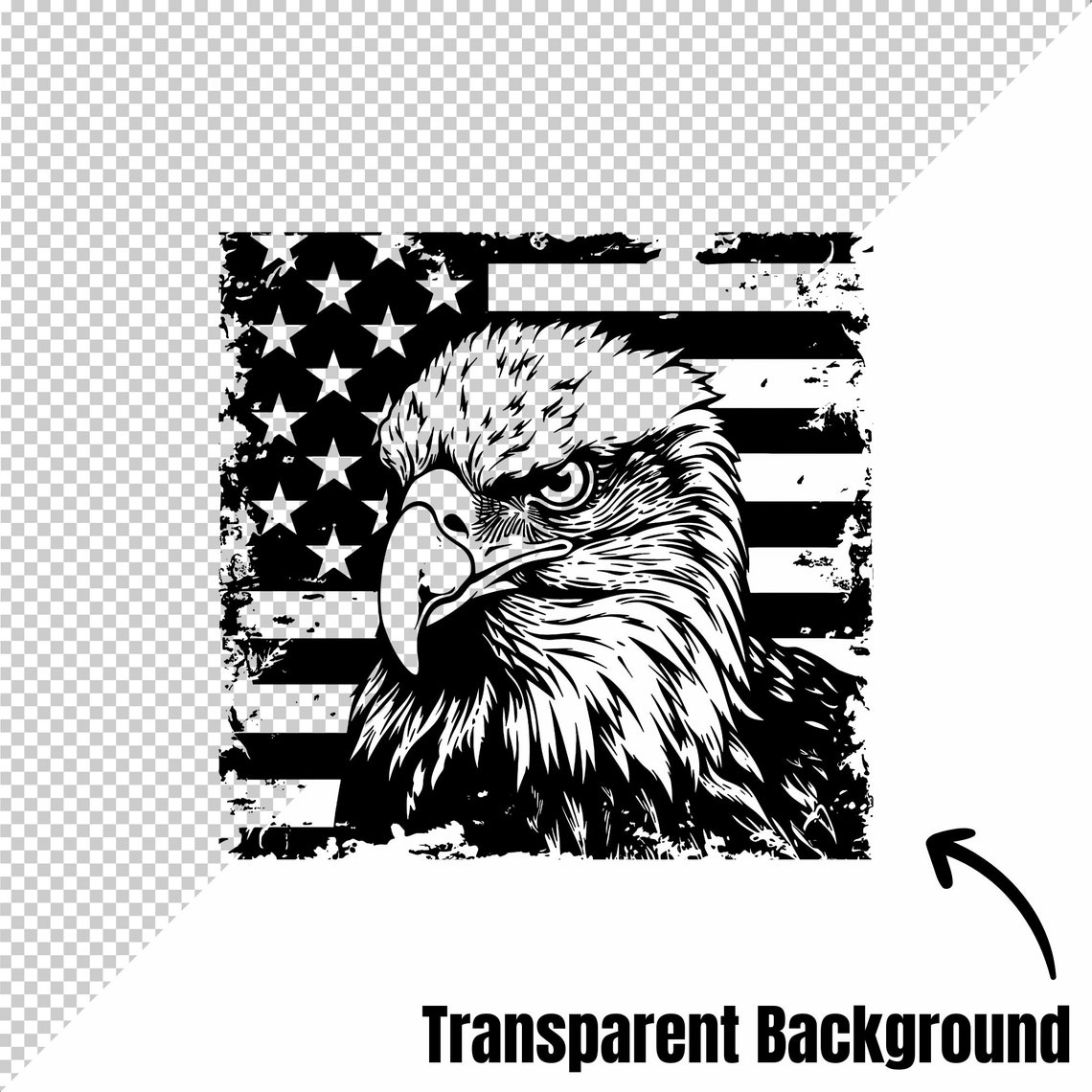 Eagle With Flag SVG Clipart, SVG & PNG Files, Bald Eagle Graphics ...