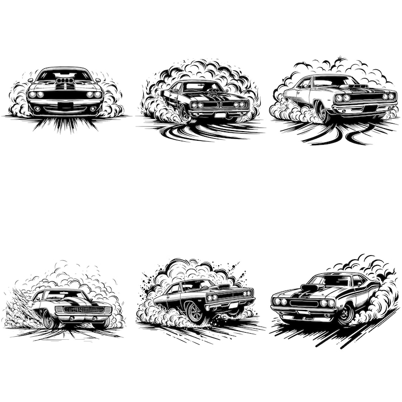Muscle Car Burnout SVG Bundle, Muscle Car Svg, Car Burnout Svg, Muscle ...