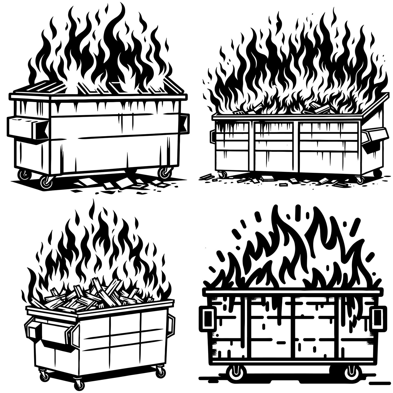 Dumpster Fire SVG Bundle, Garbage SVG, Trash Can Clipart, I'm Fine ...