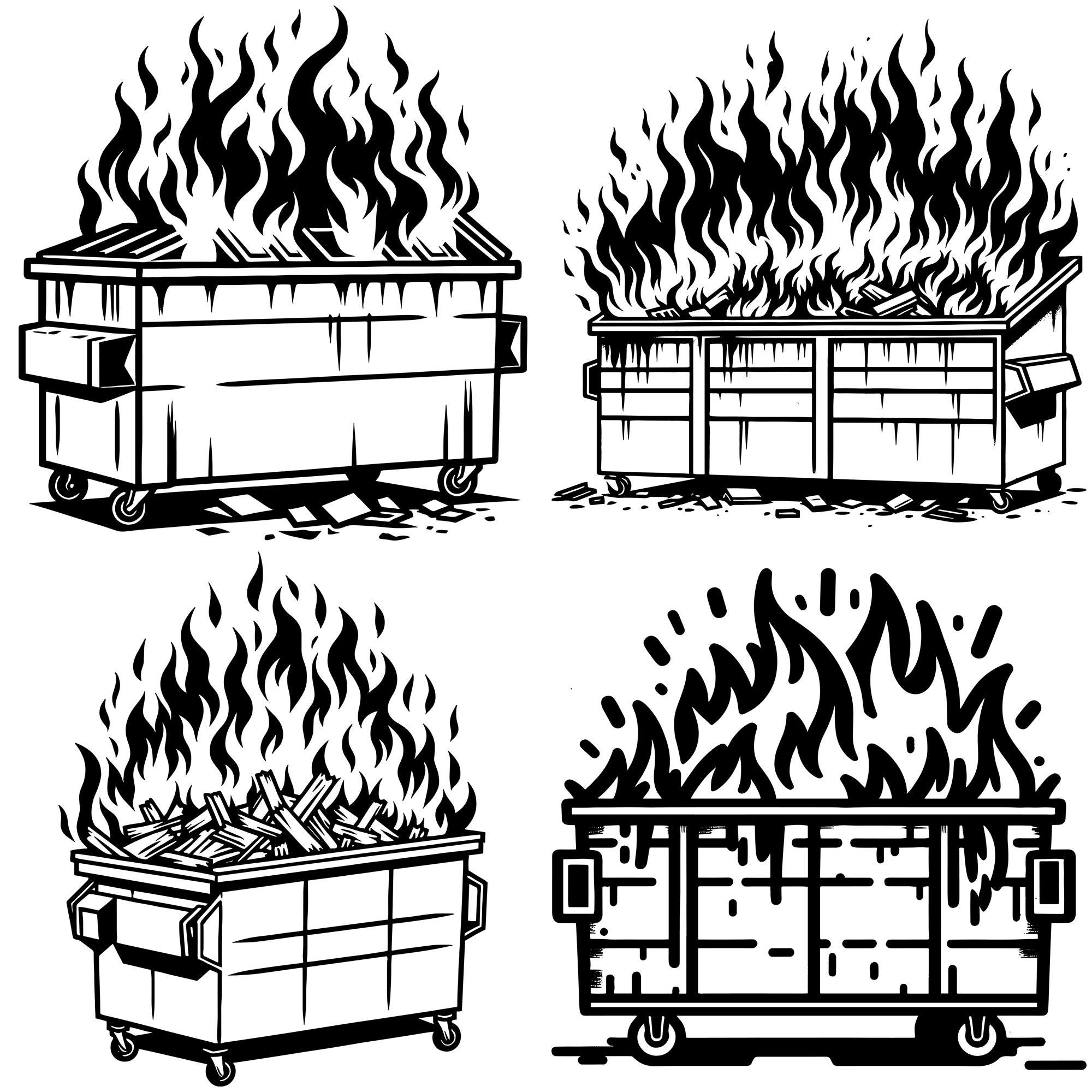 Dumpster Fire SVG Bundle, Garbage SVG, Trash Can Clipart, I'm Fine ...
