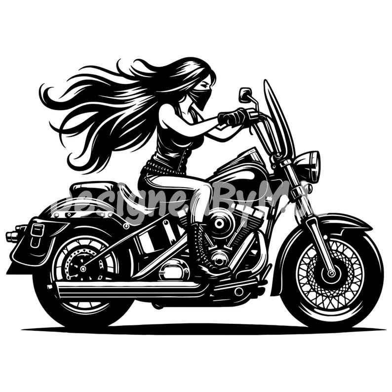 Biker Chick SVG Bundle Clipart & PNG Files, Girl Motorcycle Clipart ...