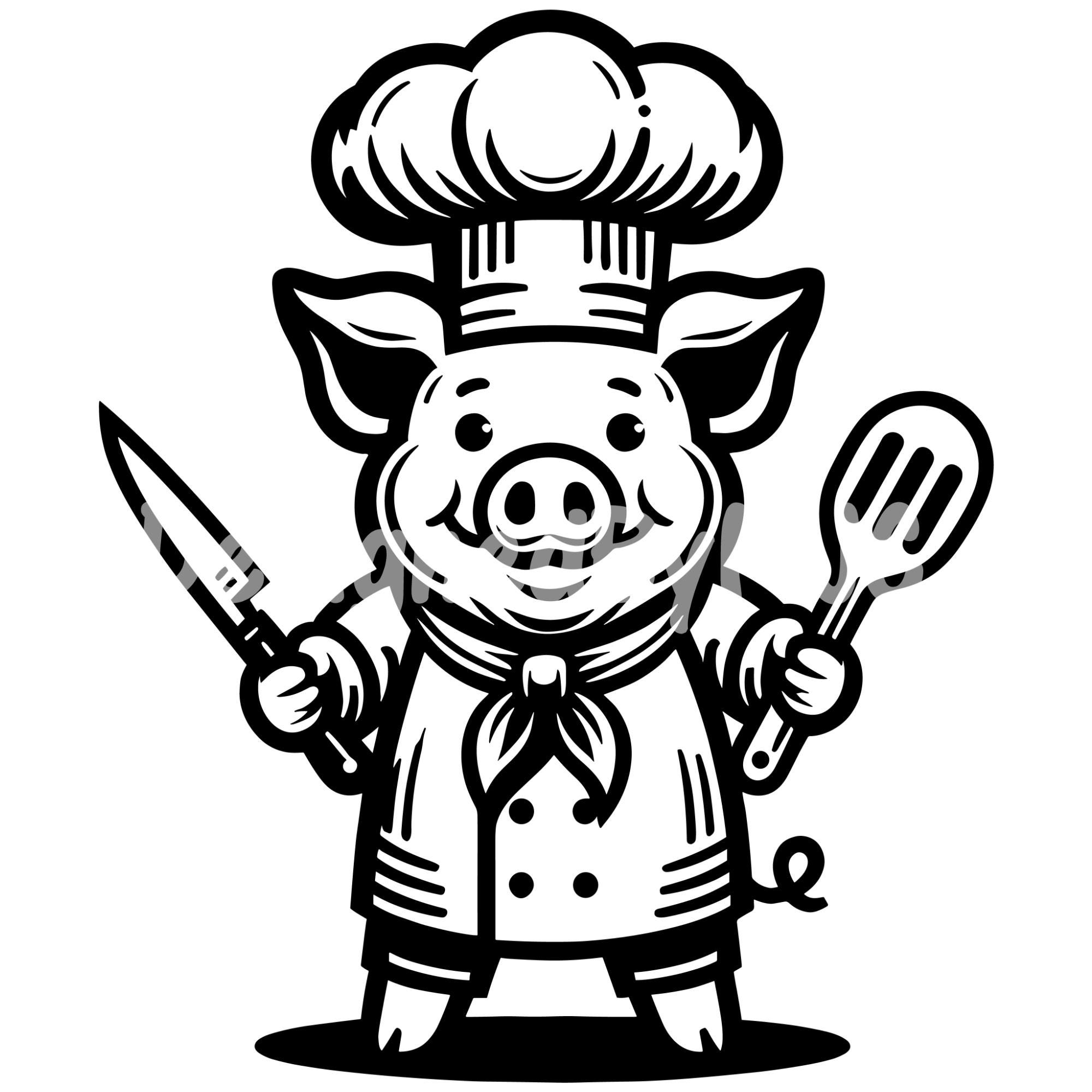 Pig Chef SVG, Chef Svg Png, Cooking Pig Svg, Cooking Svg, Pig Chef's ...