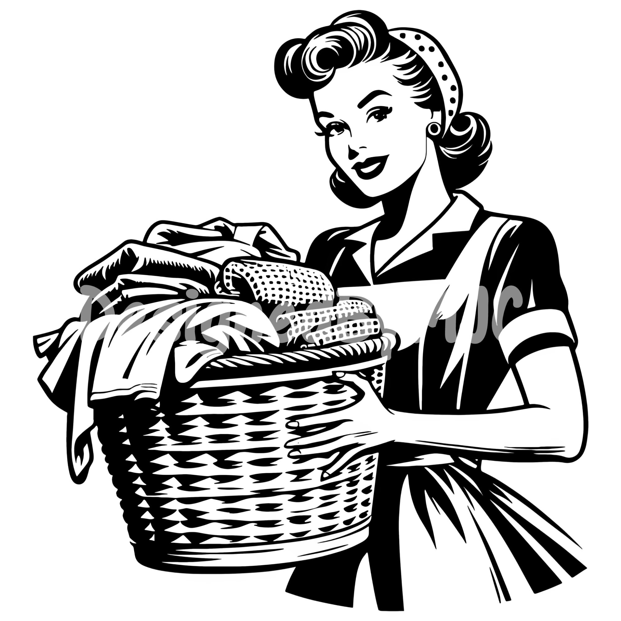 Retro Housewife Laundry SVG PNG, Trendy Vintage Women, 1950s Atomic ...