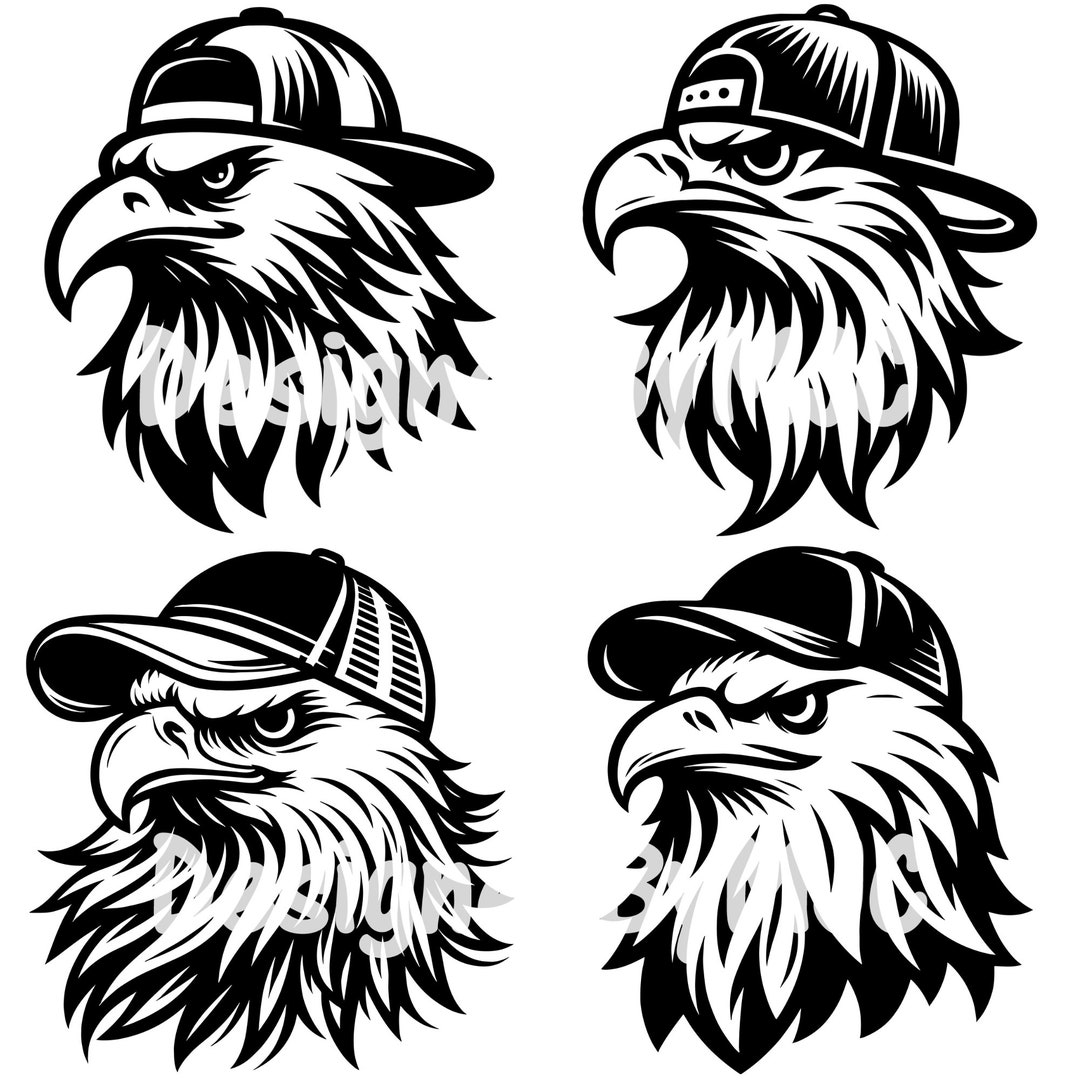 Eagle With Trucker Hat SVG Clipart PNG, Bald Eagle Graphics, Digital ...