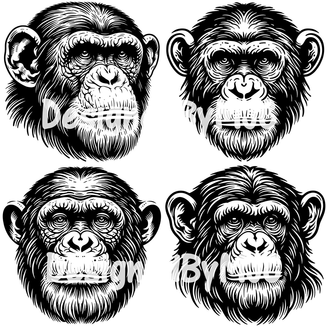 Chimpanzee SVG PNG Bundle, Chimpanzee Face Svg, Chimp Png, Chimpanzee ...