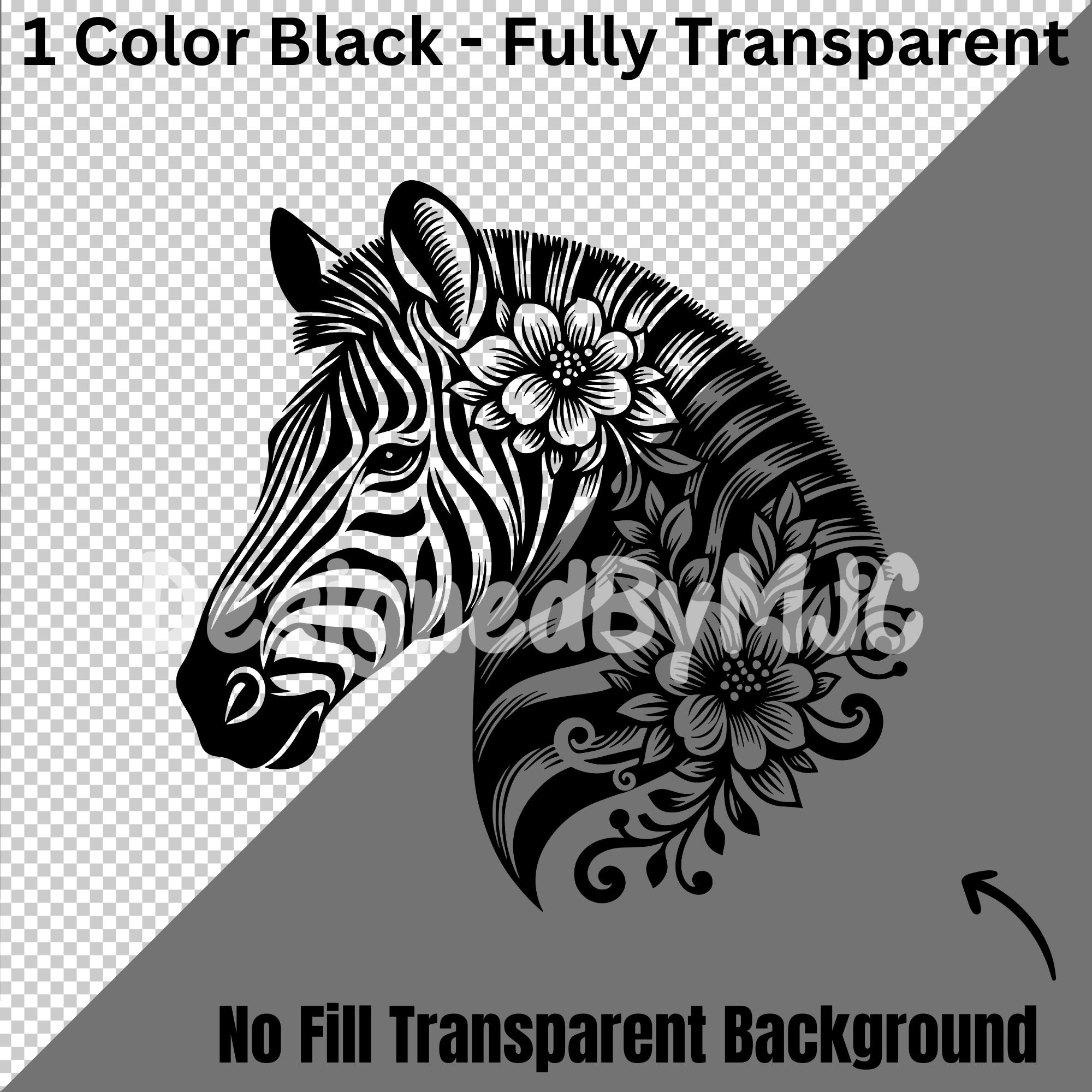 Zebra With Flowers SVG Clipart PNG Files, Zebra Vector Cut Files, Zebra ...