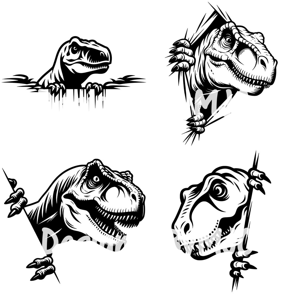 Peeking T-rex SVG Bundle 12 Clipart & PNG Files, Tyrannosaurus Rex Svg ...