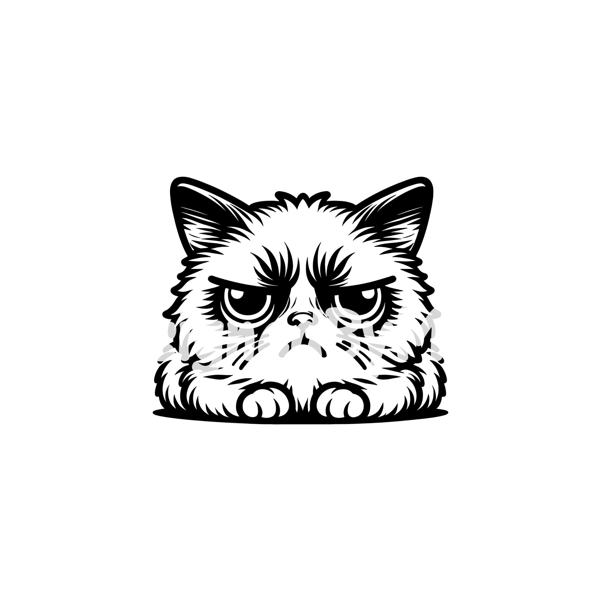 Grumpy Cat SVG Bundle 25 Clipart & PNG Files, Angry Cat Vector Cat ...