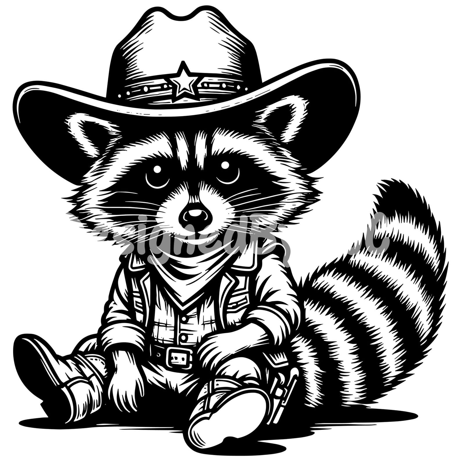 Raccoon Cowboy SVG Bundle PNG Files, Raccoon Svg, Cowboy Animal Svg ...