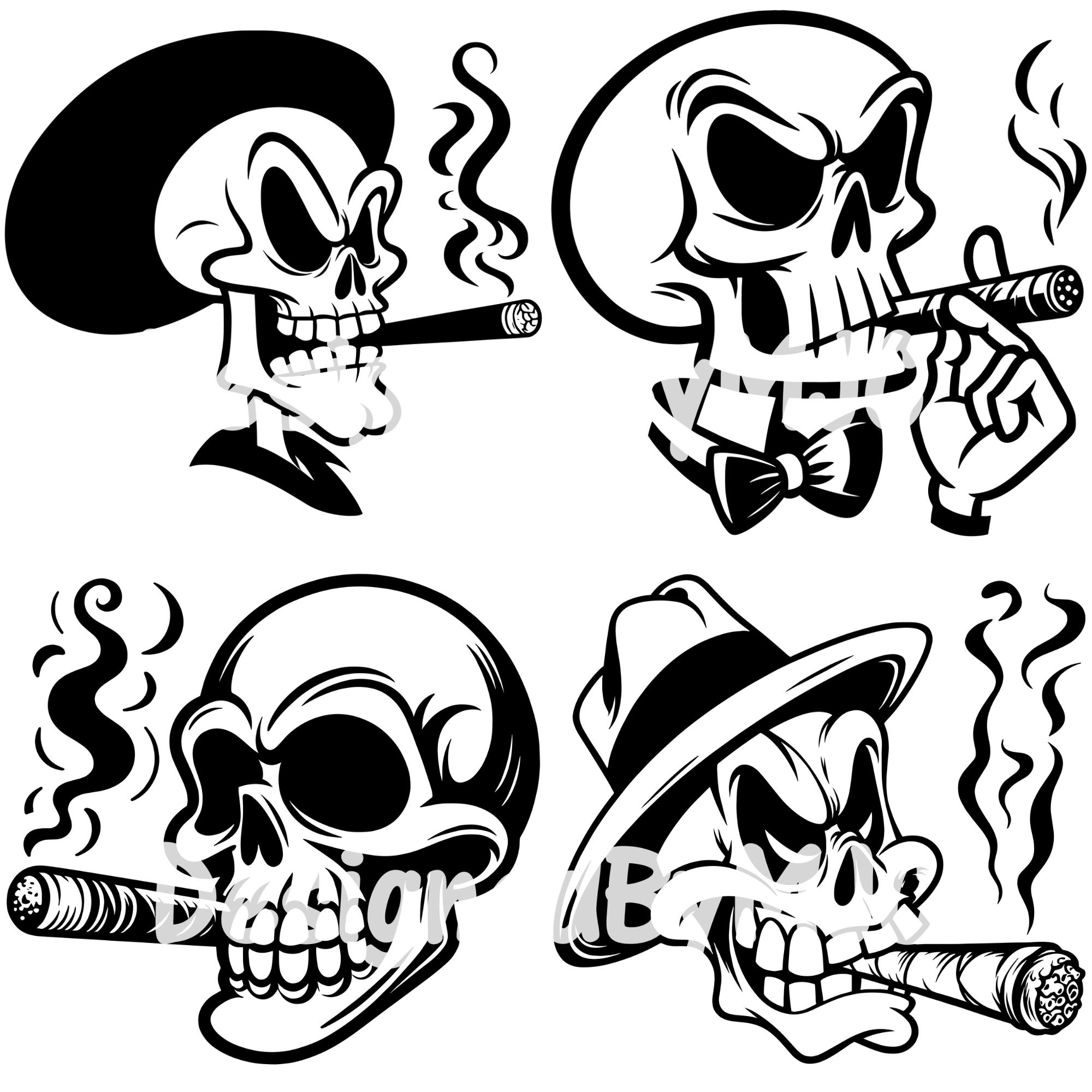 Skull Smoking SVG, Skull SVG, Skeleton Smoking Cigar Svg, Gangster ...
