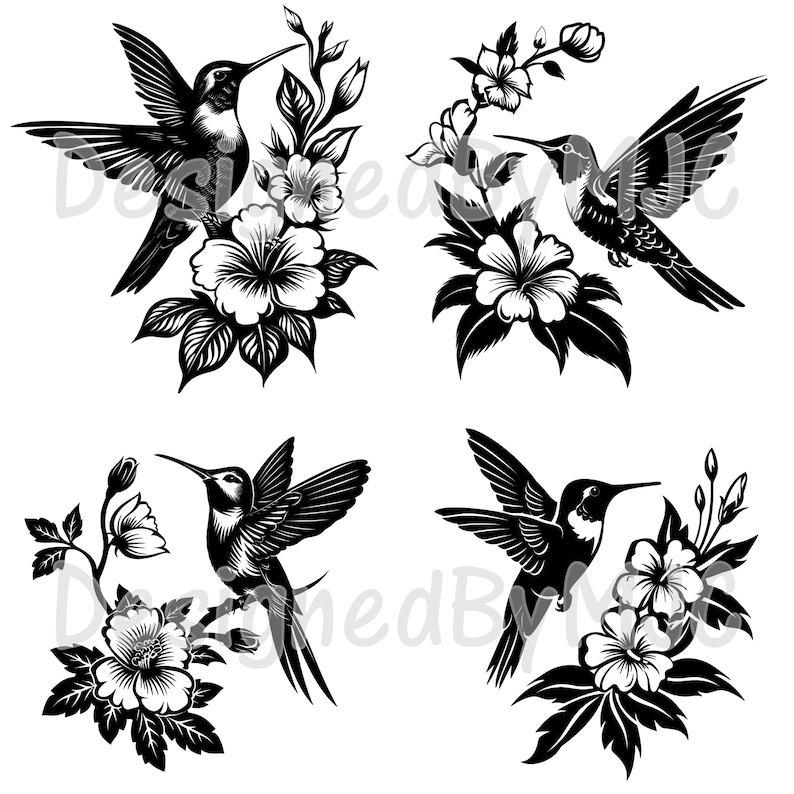 Hummingbird SVG Clipart, SVG & PNG Files, Hummingbird Flowers Graphics ...