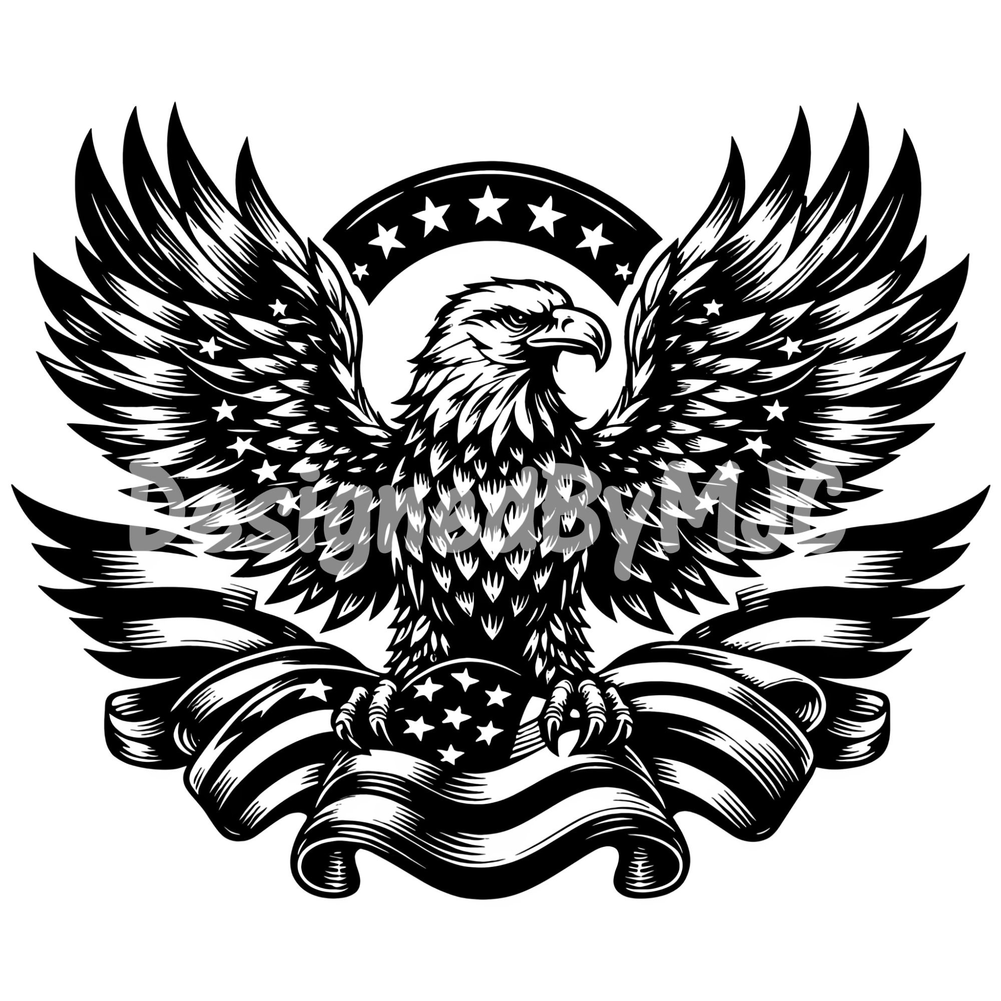 Eagle With Flag Svg Clipart Png Files Bald Eagle Graphics Digital