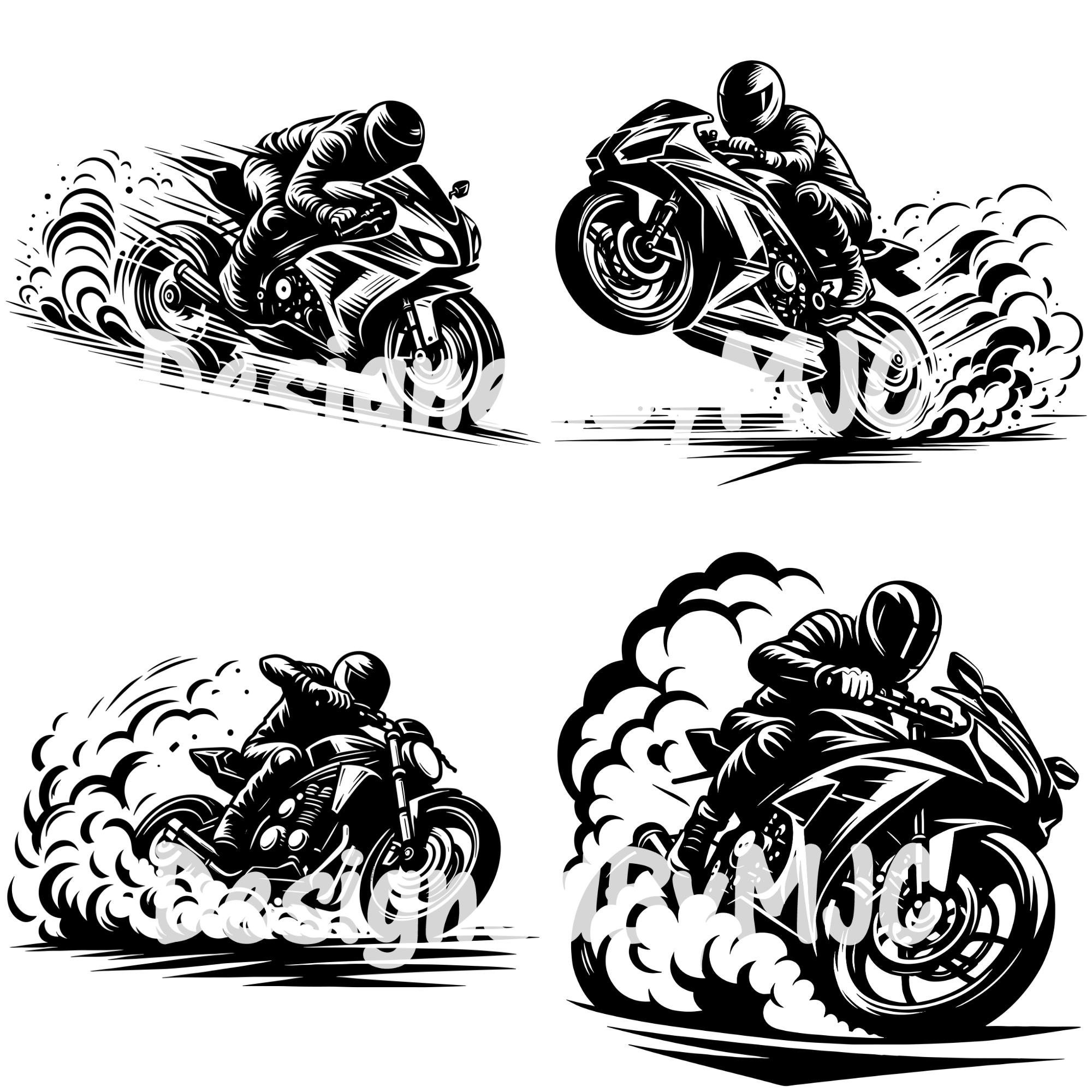 Motorcycle Burnout SVG PNG Bundle, Motorcycle Svg, Bike Burnout Svg ...