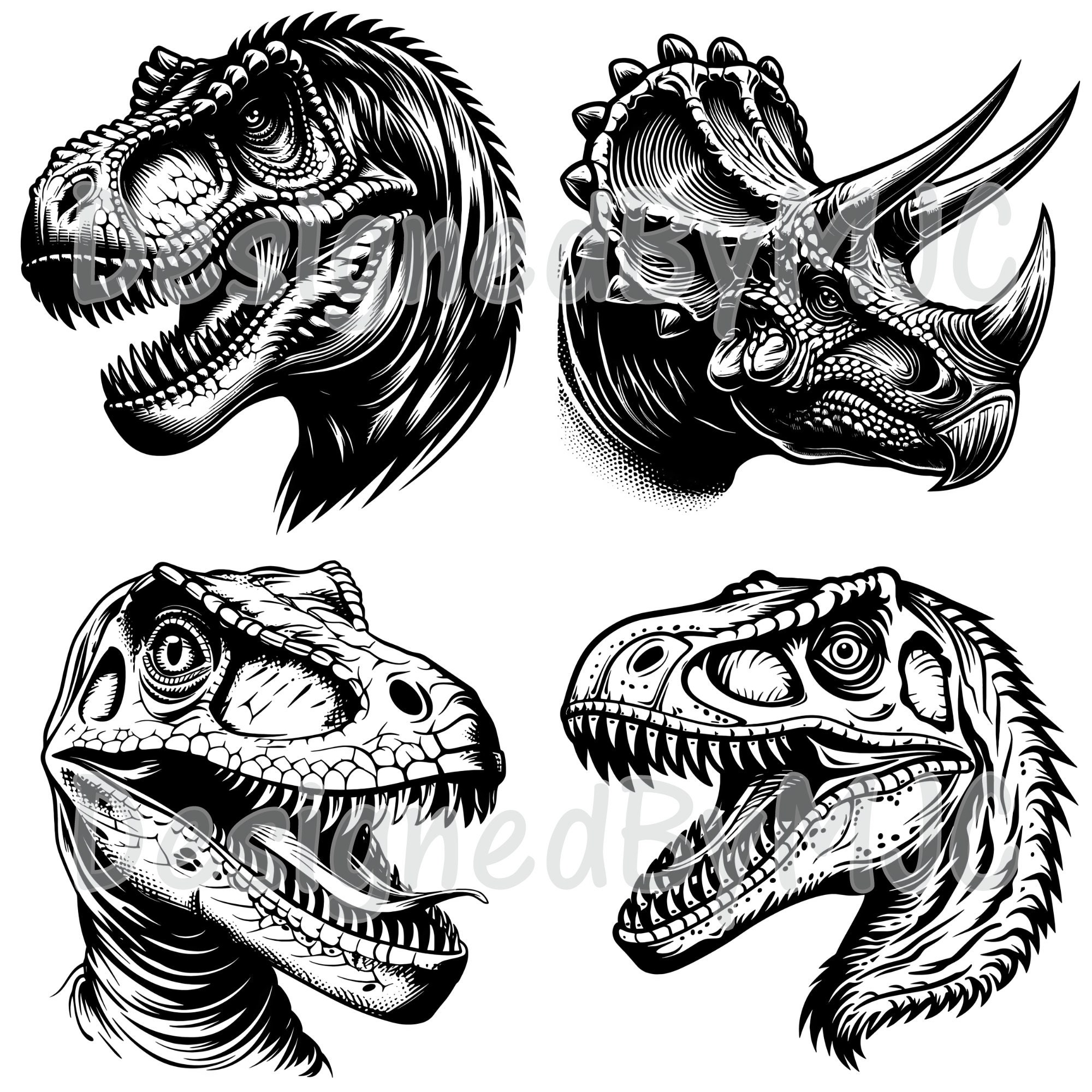 Dinosaur SVG Clipart & PNG Files, T-rex Graphics, Digital Clip Art, Cut ...