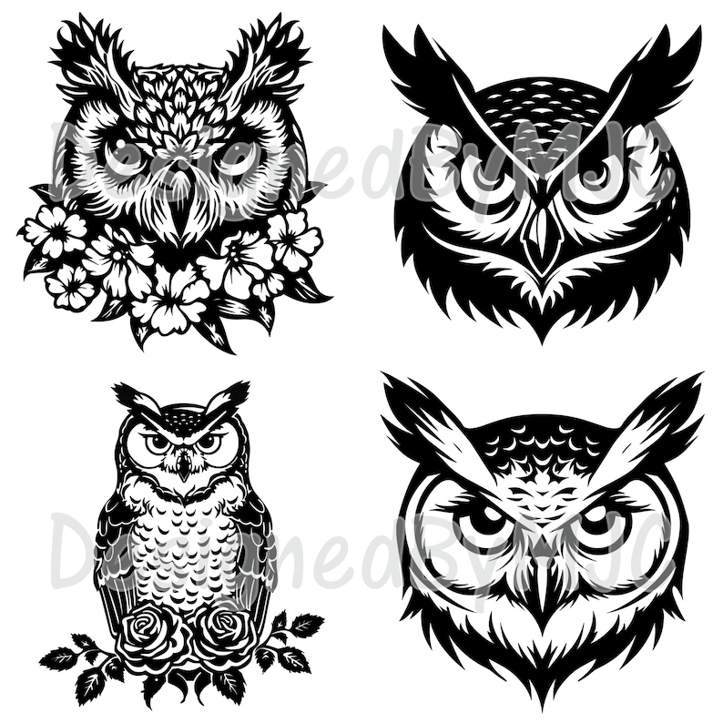 Owl SVG Clipart, SVG & PNG Files, Owl Flowers Graphics, Digital Clip ...
