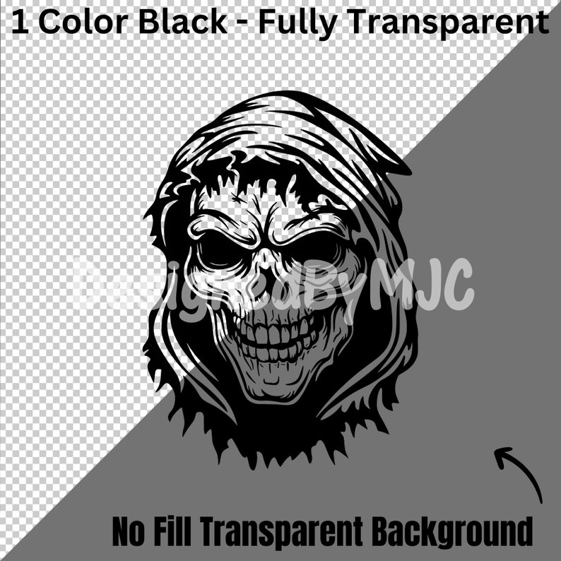 Grim Reaper Head SVG Clipart & PNG Files, Death Graphics, Digital Clip ...