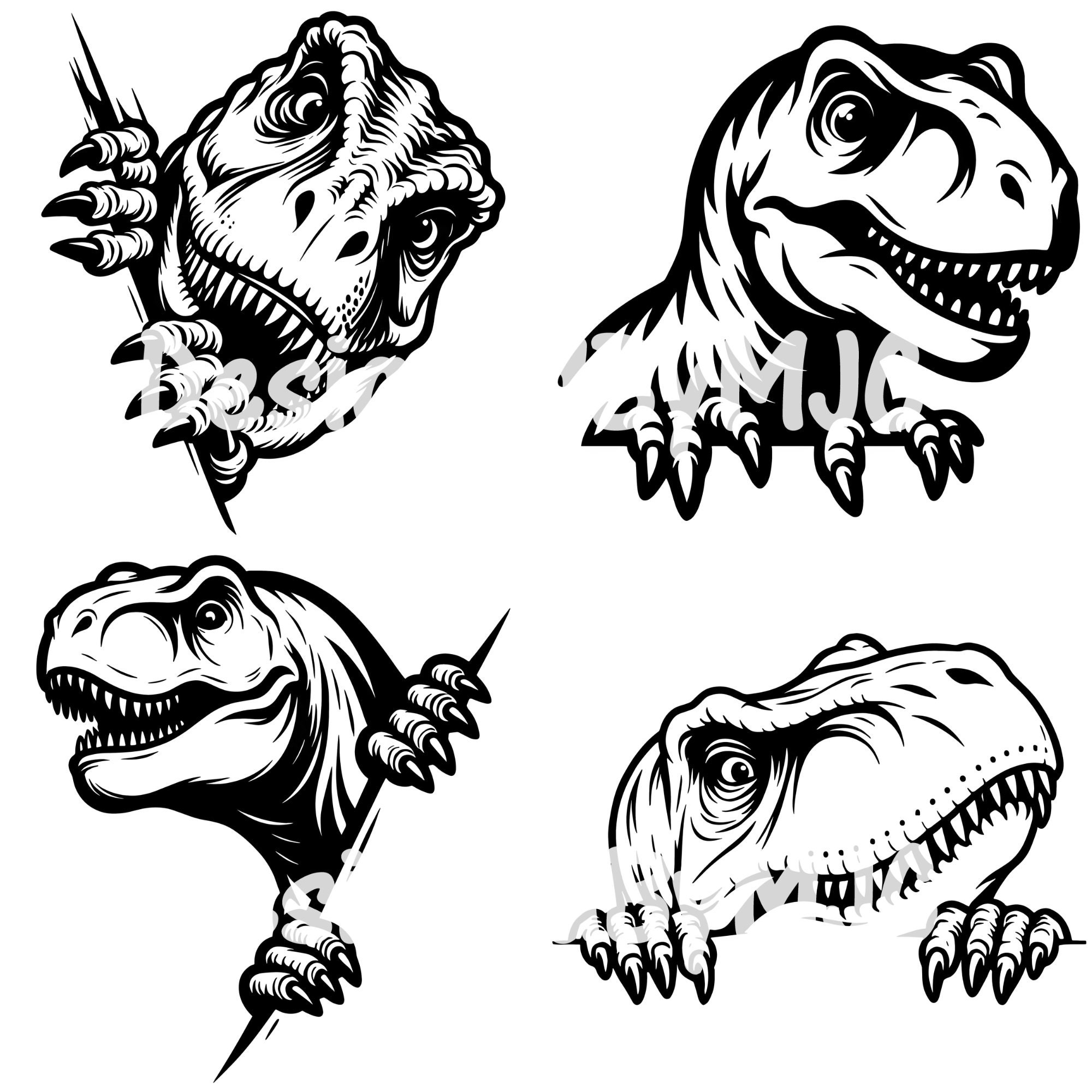 Peeking T-rex SVG Bundle 12 Clipart & PNG Files, Tyrannosaurus Rex Svg ...